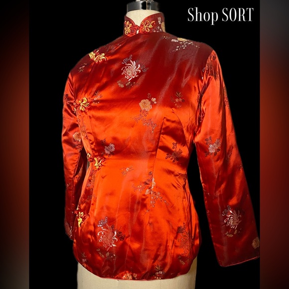 Cheongsam | Jackets & Coats | Rare Puffy Red Silk Cheongsam Jacket ...